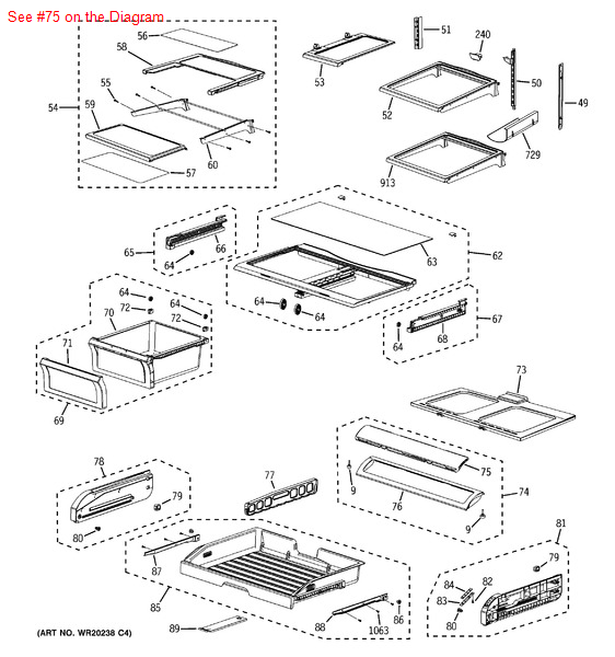 GE FLIP PANEL WINDOW - Part# WR32X10667 | Appliance Parts - PartsIPS